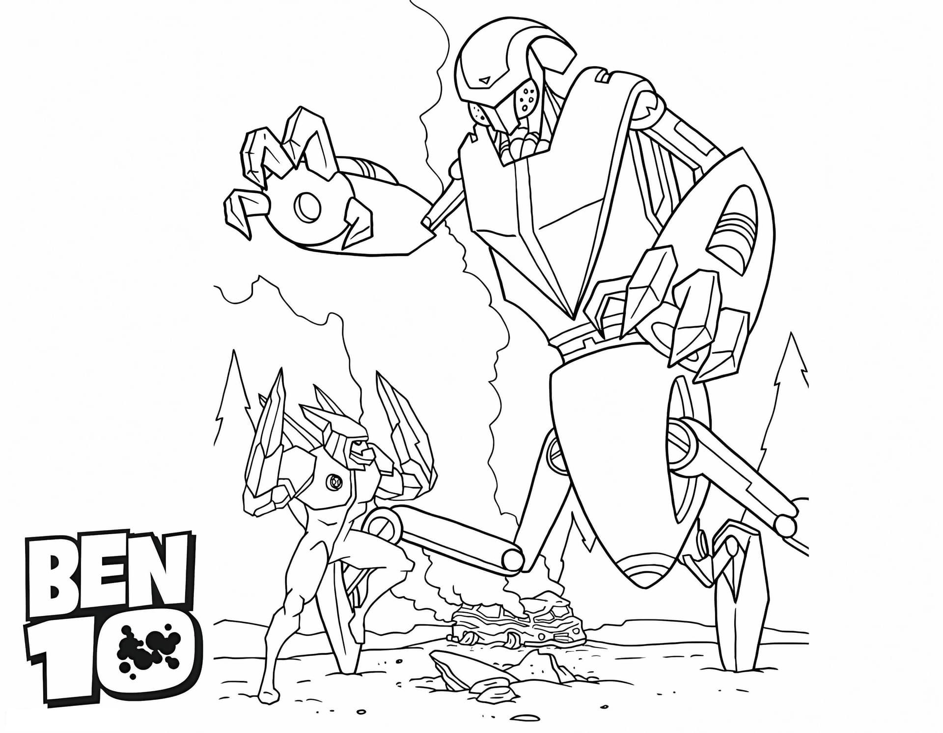 Ben 10 Robot Alien Force Coloring Page | Free Printable PDF
