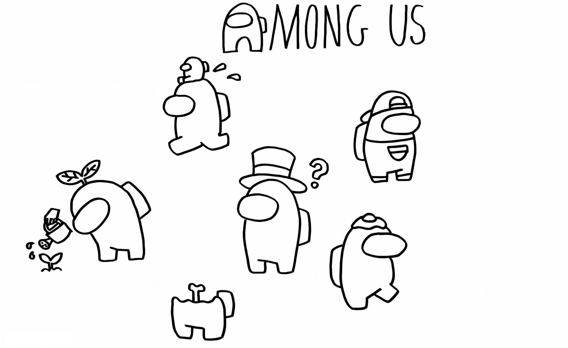 Free Printable Among Us Characters Coloring Page - PDF Download