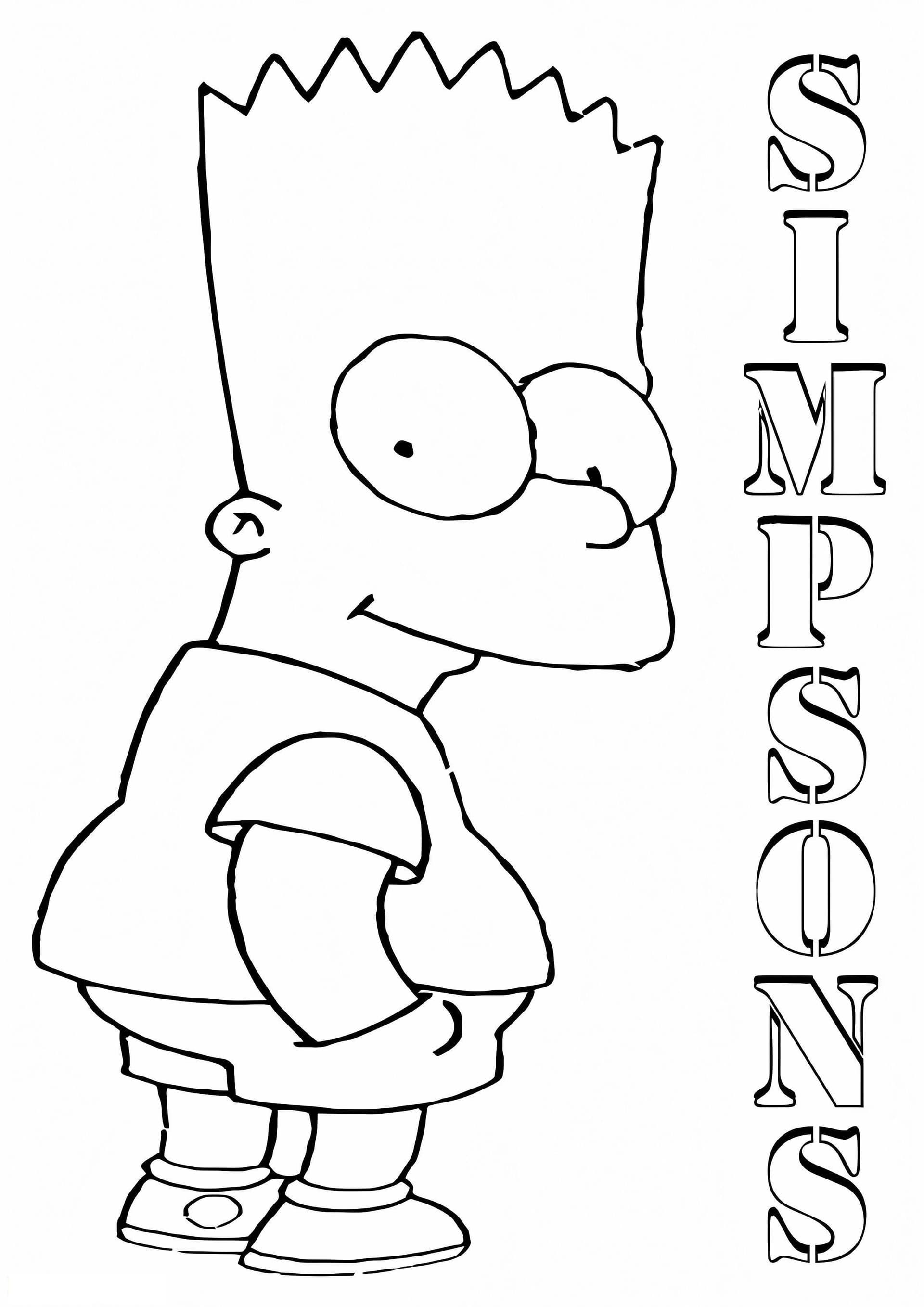 Bart Simpson Smiling - Free Printable Coloring Page (PDF)
