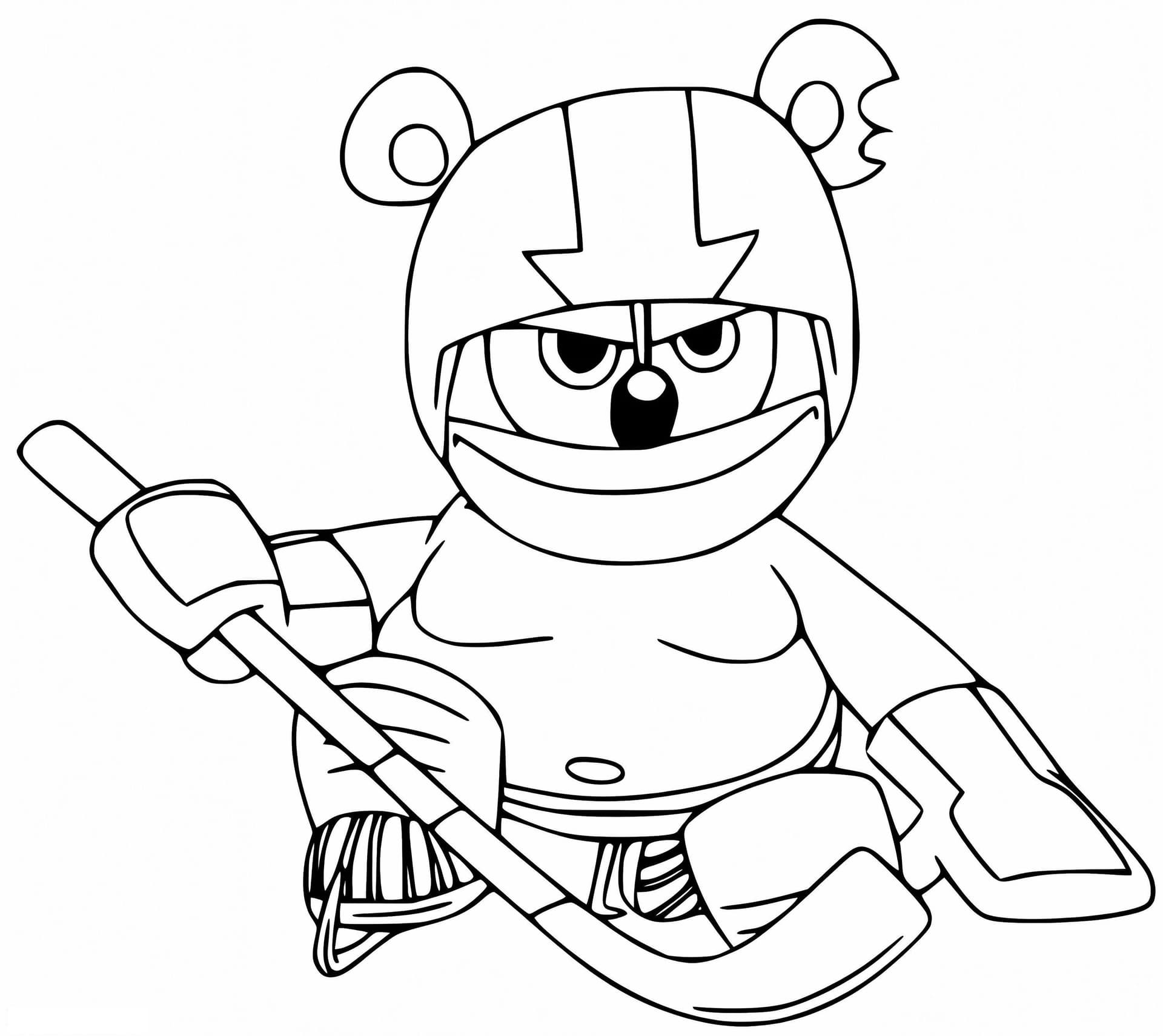 Gummy Bear Playing Hockey - Printable Coloring Page (Free PDF)