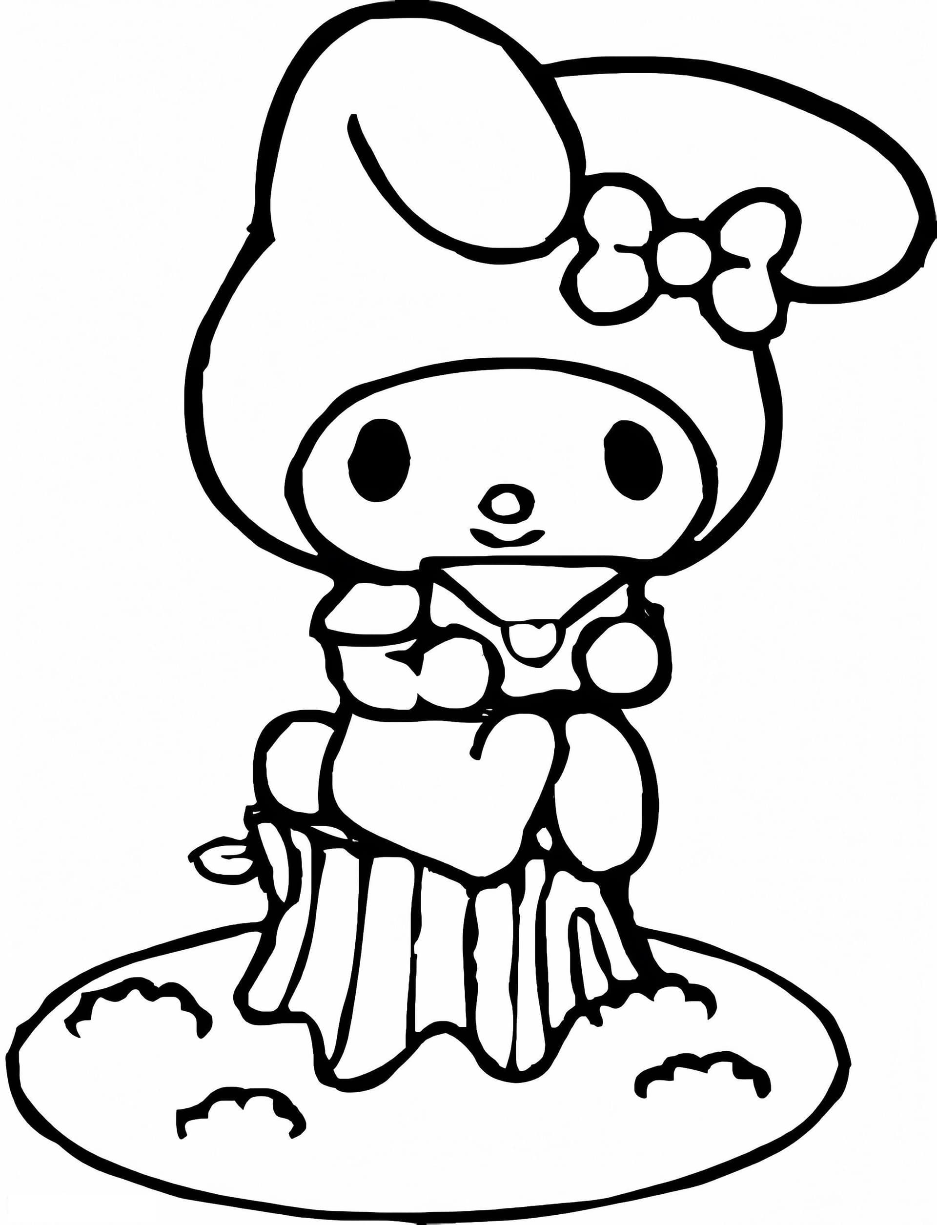 My Melody And Letter Coloring Page - Free Printable PDF