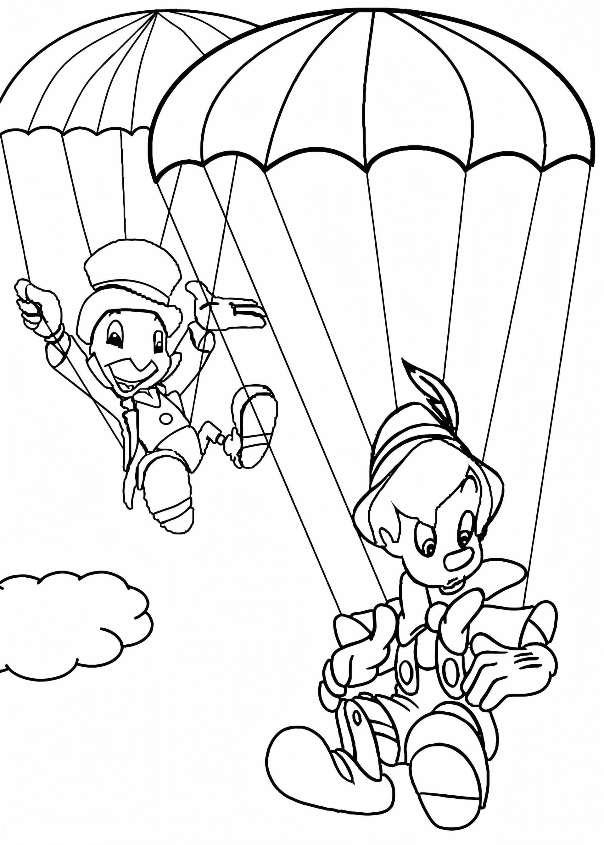 Pinocchio and Jiminy Cricket Printable Coloring Page - Free PDF