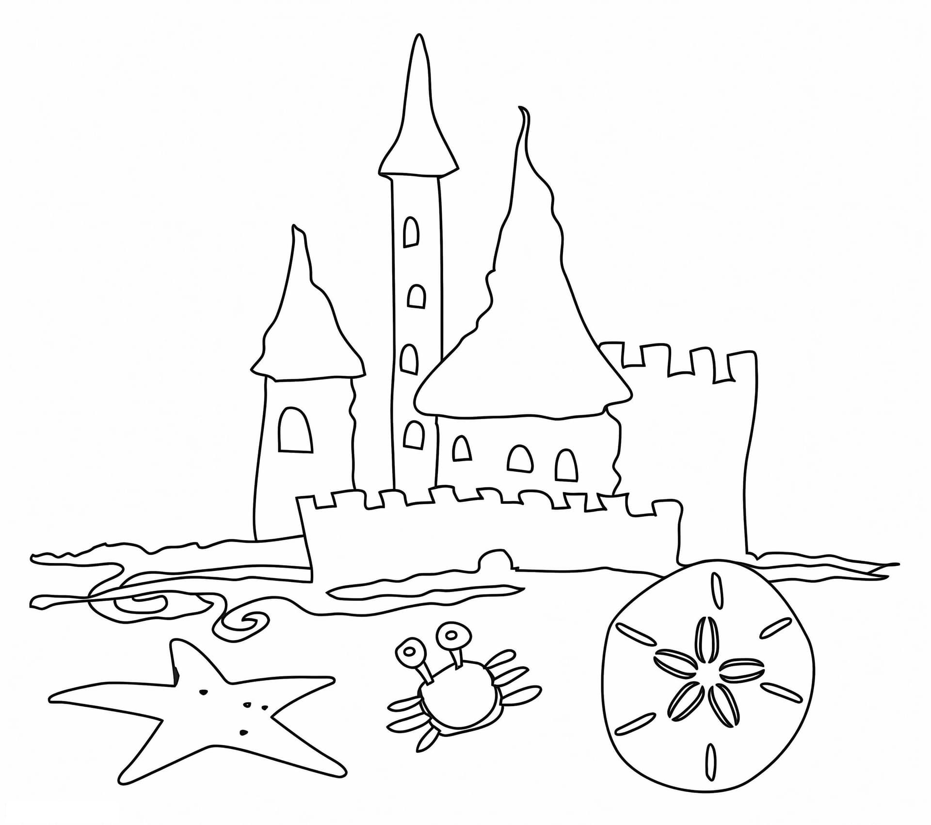 Sand Castle Printable Coloring Page - Free PDF Download
