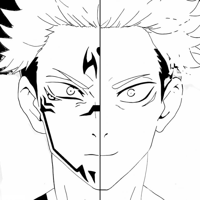 Sukuna And Itadori Coloring Page - Free JJK Anime Printable