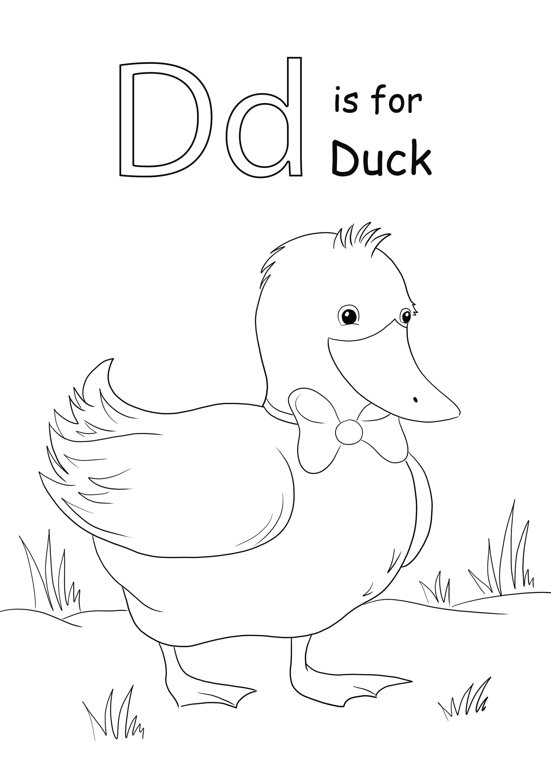 Letter D Duck Coloring Page - Free Printable PDF for Kids