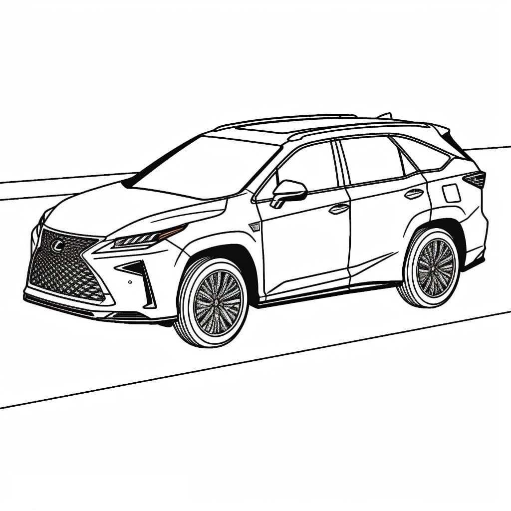 Lexus RX 350 AWD 2024 Printable Coloring Page | Free PDF Download