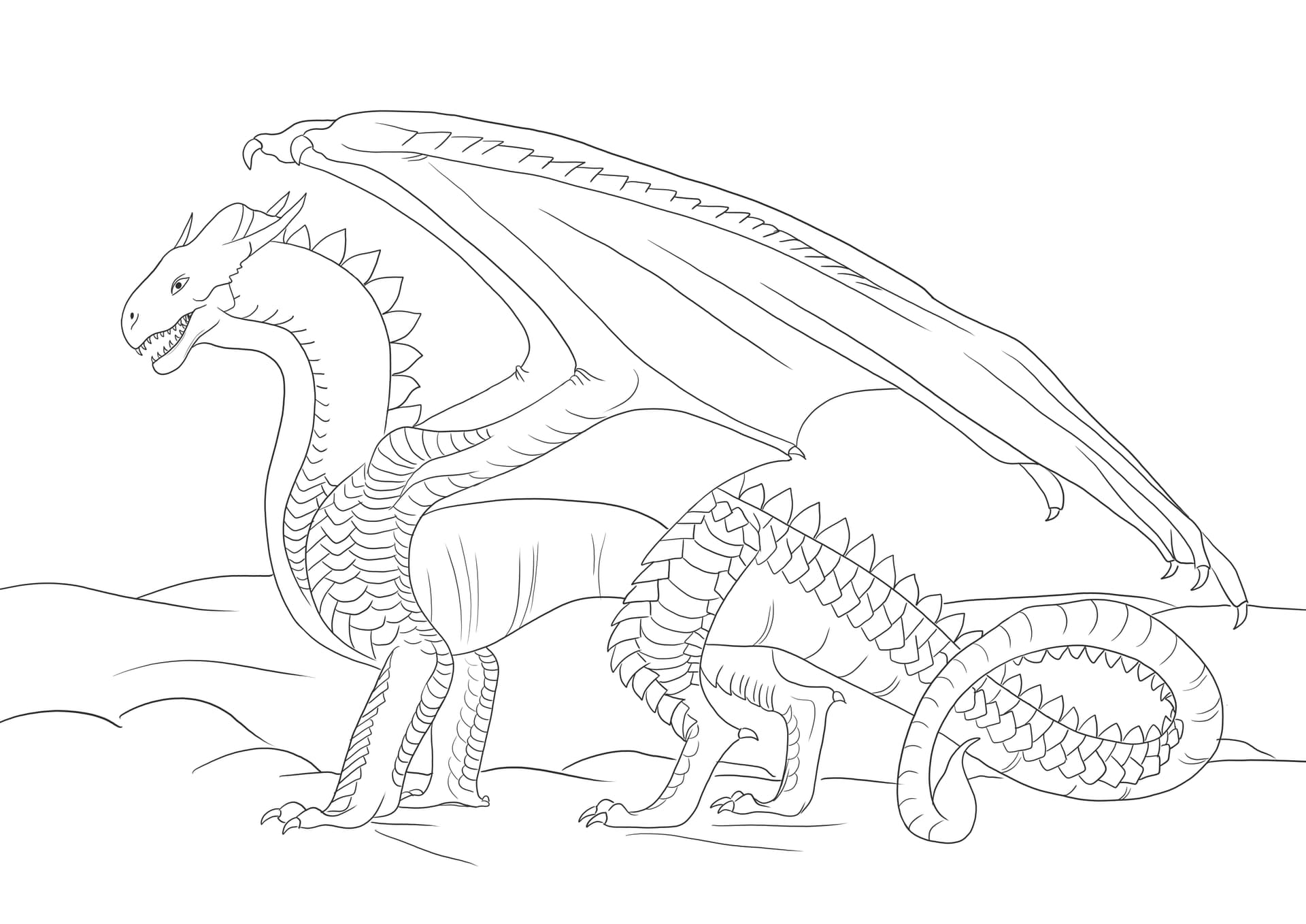 Wings of Fire SandWing Dragon Coloring Page - Free Printable PDF