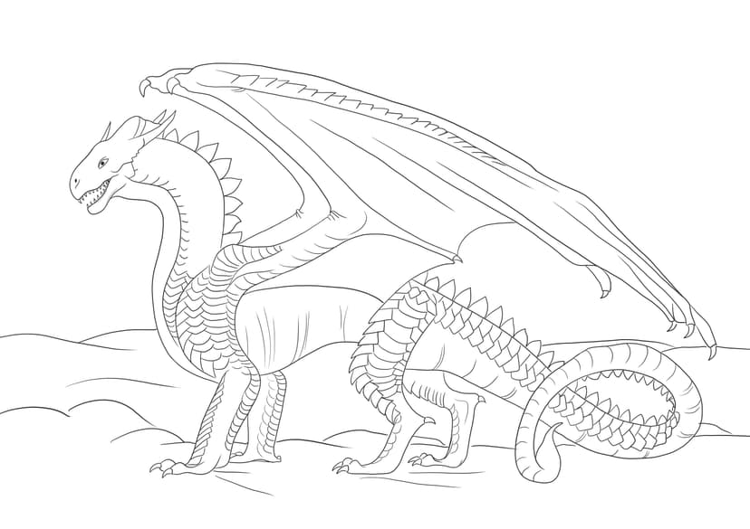 Wings of Fire SandWing Dragon Coloring Page - Free Printable PDF